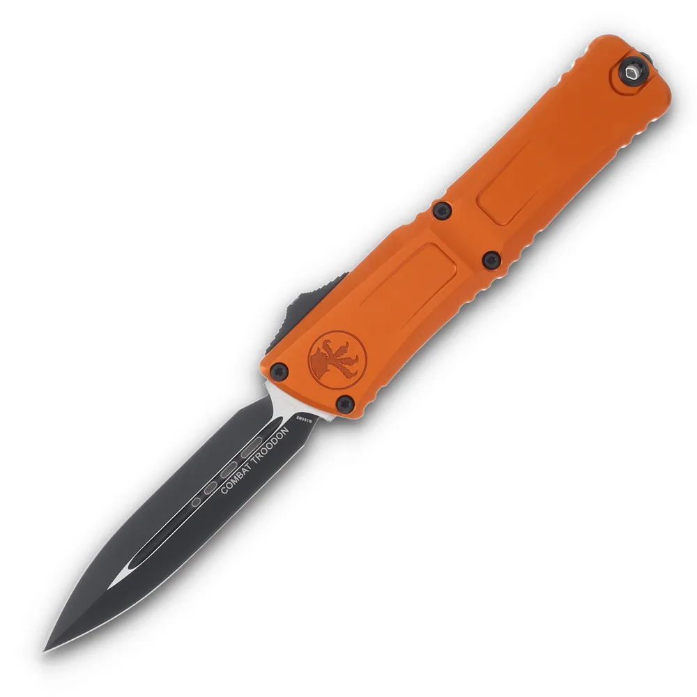 Microtech Knives OTF Combat Troodon Gen III Orange 4.0in Black Dagger ...